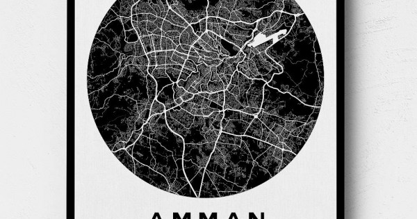 Amman Map Round Style Wall Art